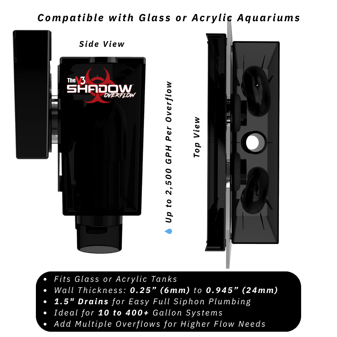 16″ Shadow® Overflow V3 2500 GPH – Synergy Reef Systems